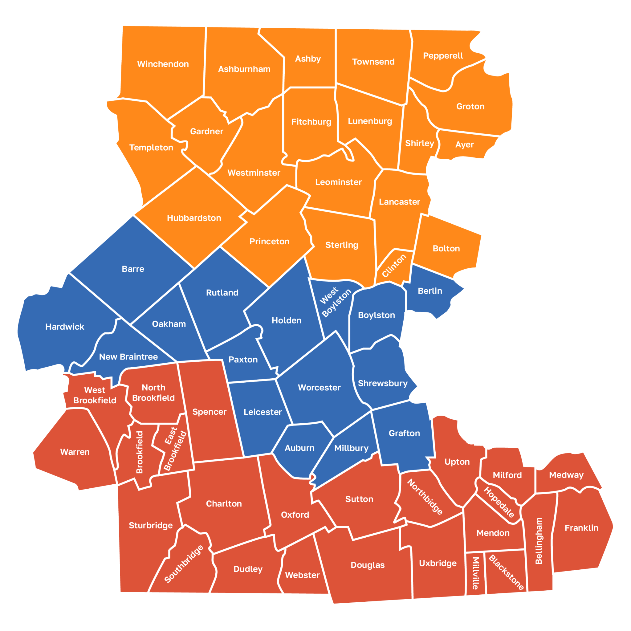 Service Area Map - Senior Connection - Central Massachusetts (MA)